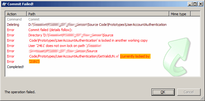 Svn Error Currently Locked By Other User Ajay